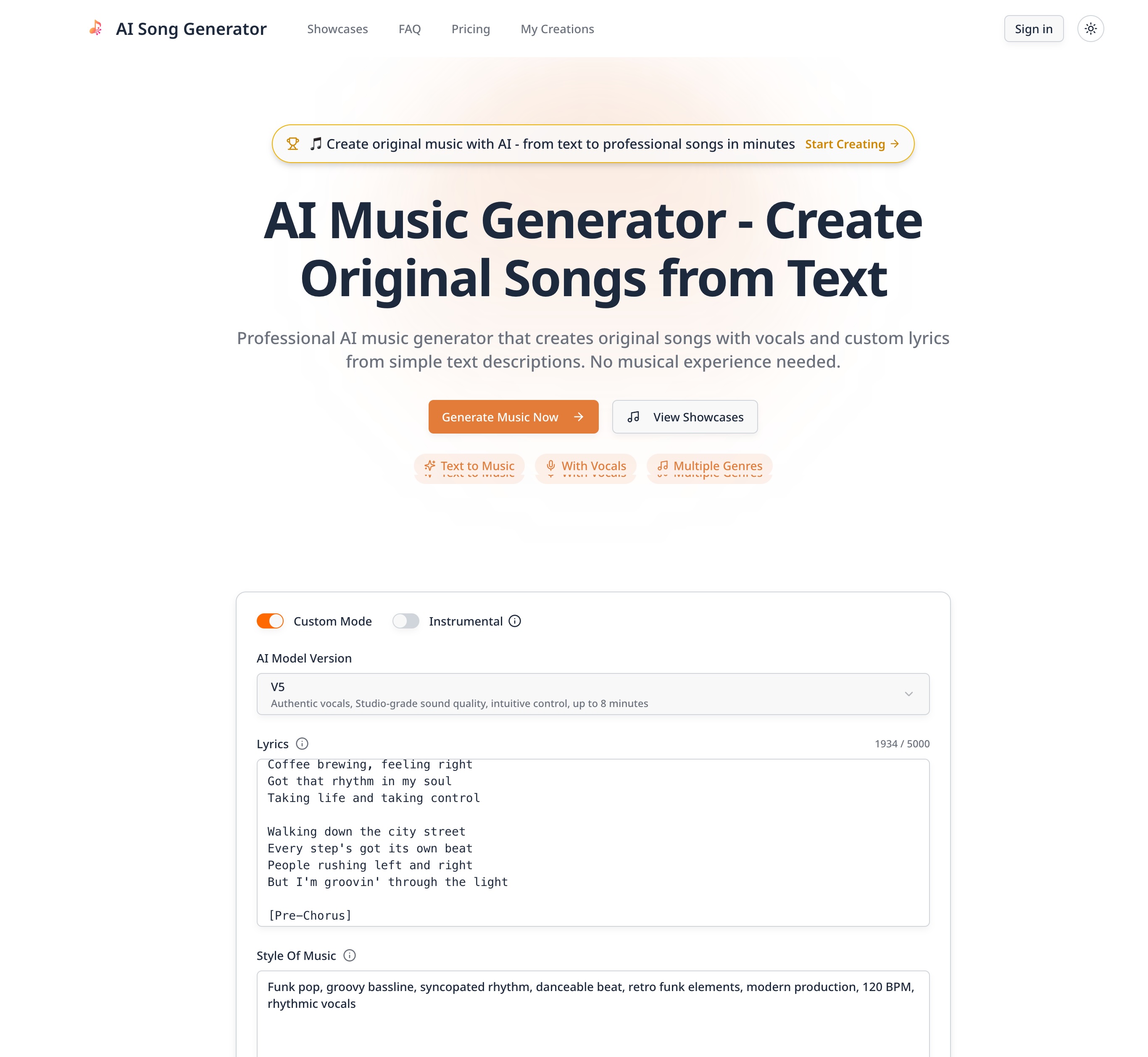 AI Music Generator – Create Songs from Text with AI - Tools AI Online ...