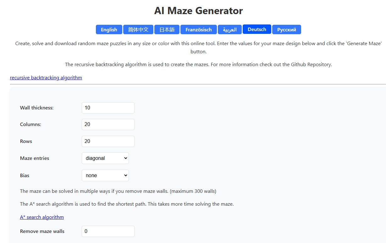 Al Maze Generator - Tools AI Online | Tools AI Online