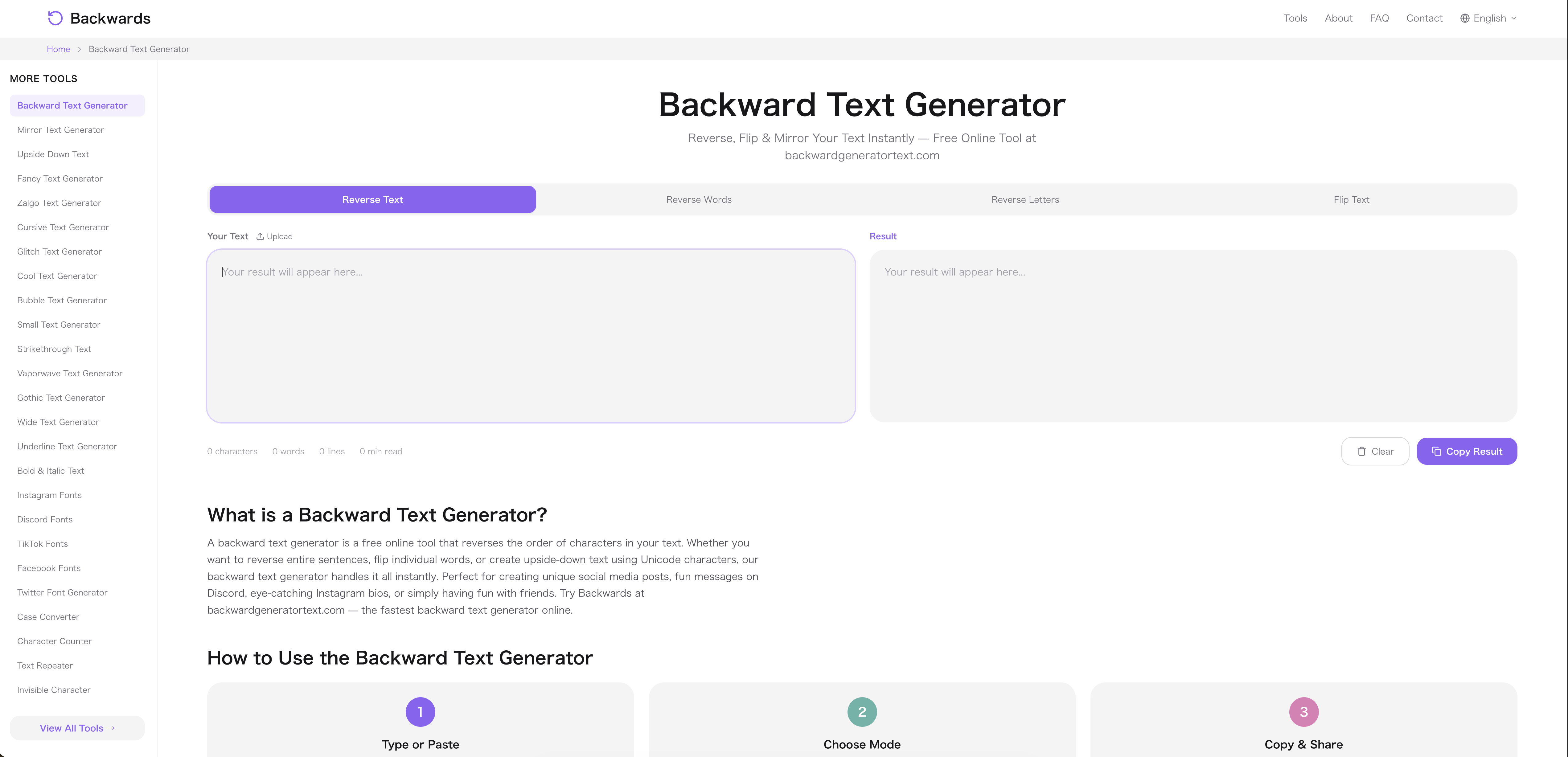 backwardgeneratortext - Tools AI Online | Tools AI Online