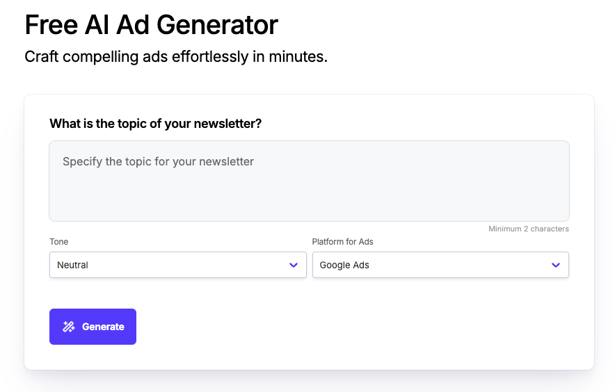 Free AI Ad Generator - Tools AI Online | Tools AI Online
