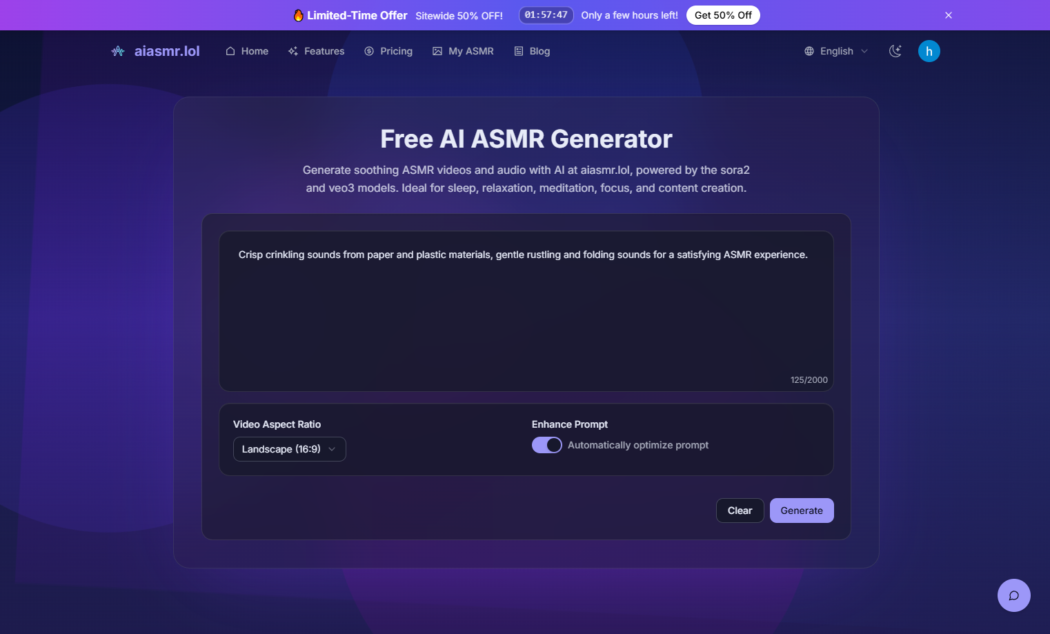 Free AI ASMR Generator | aiasmr.lol - Tools AI Online | Tools AI Online