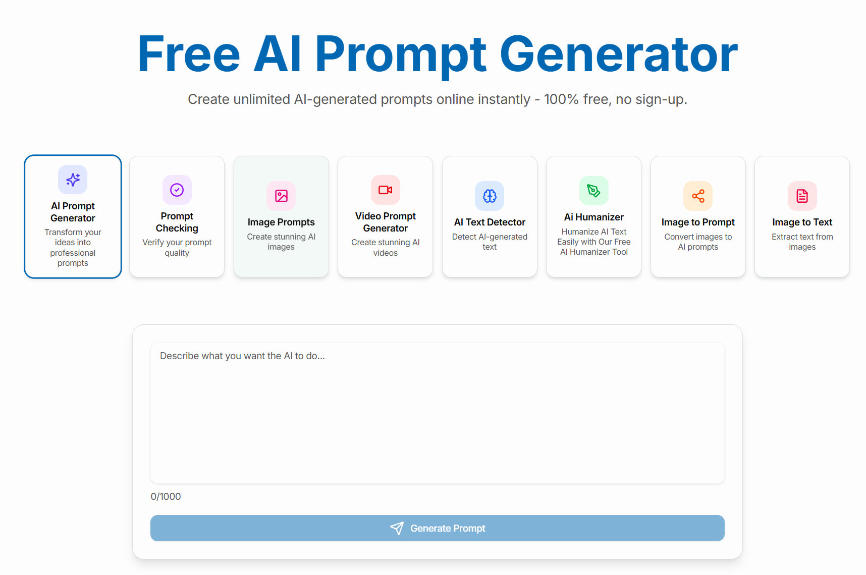 Free AI Prompt Generator - Tools AI Online | Tools AI Online