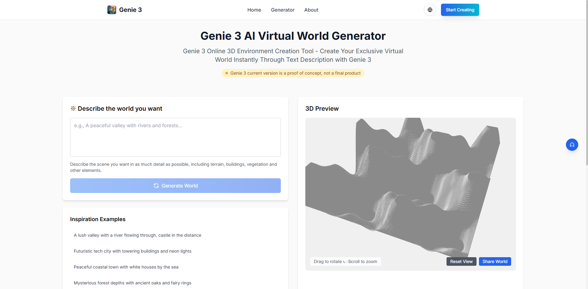 Genie 3 World Al Generator - Tools AI Online | Tools AI Online