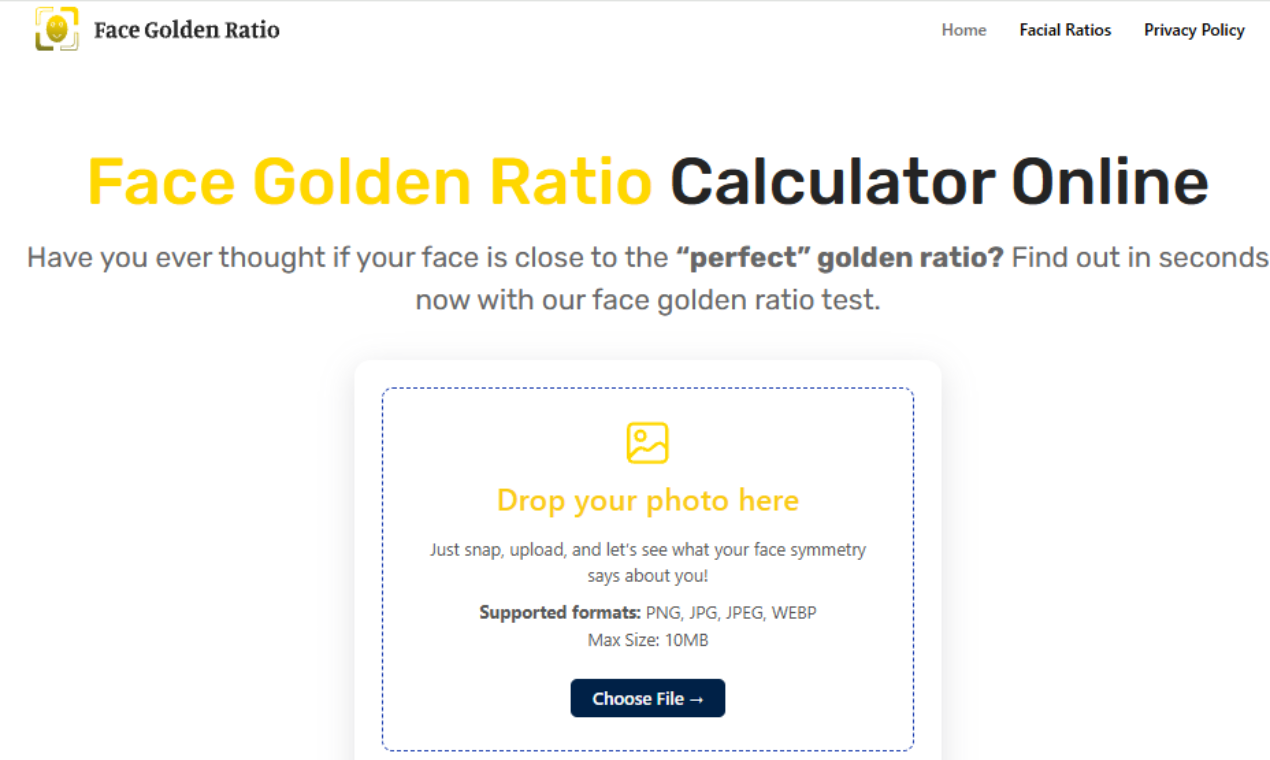 Golden Ratio Face Test - Tools AI Online | Tools AI Online