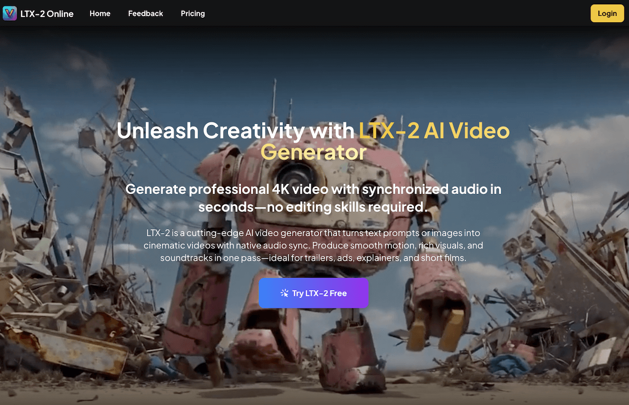 LTX-2 AI Video Generator – 4K Resolution with Native Audio ...