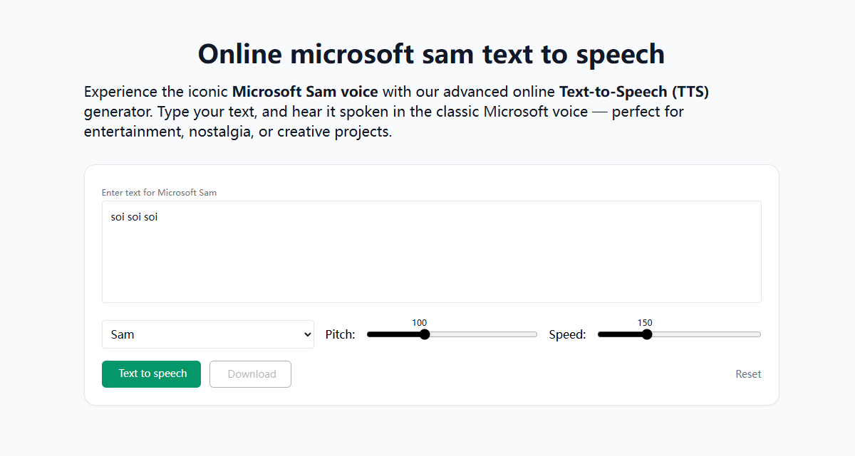 Microsoft Sam TTS - Tools AI Online | Tools AI Online