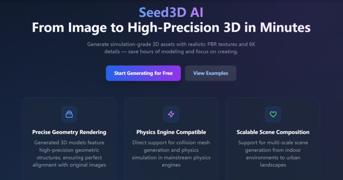 Seed3D AI - Tools AI Online | Tools AI Online
