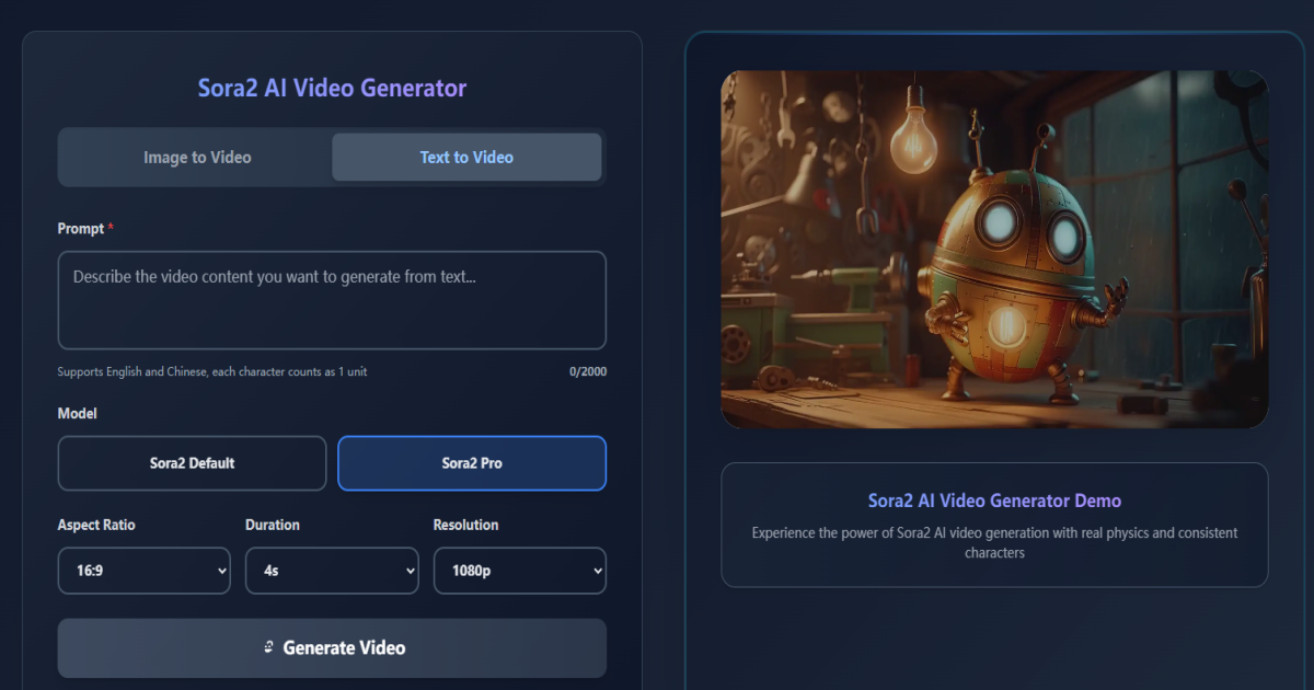 Sora 2 AI Video Generator - Tools AI Online | Tools AI Online