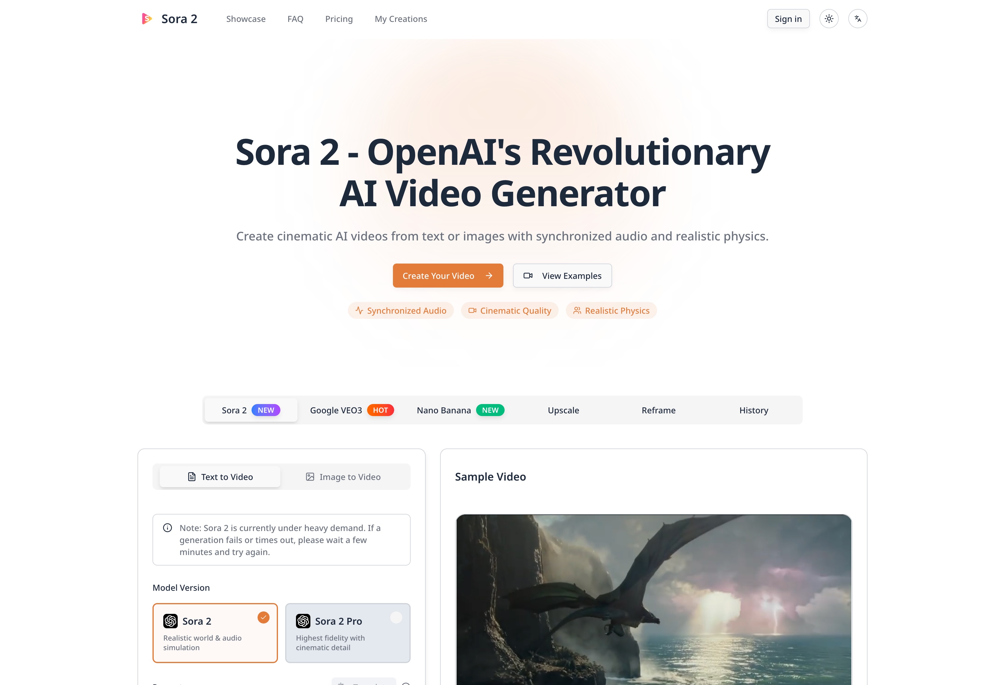 Sora 2 – Cinematic AI Video Generator with realistic physics - Tools AI ...