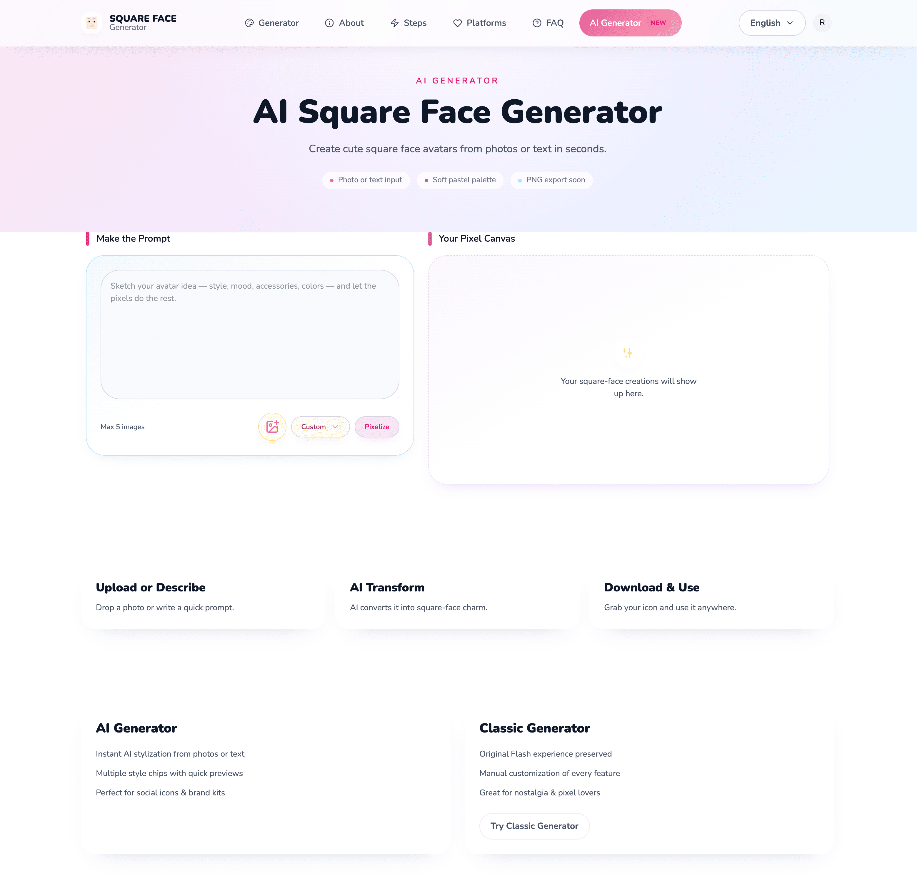 Square Face Generator - Tools AI Online | Tools AI Online