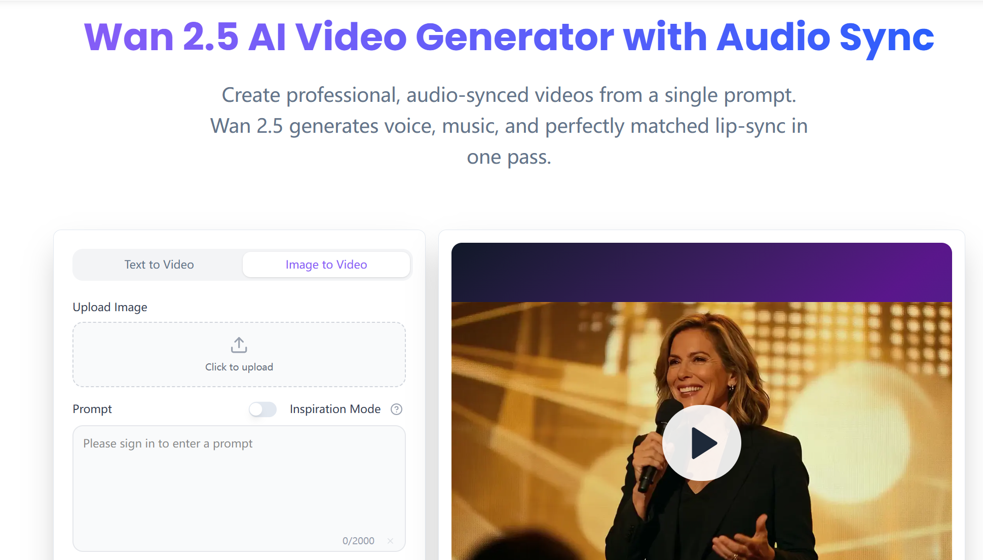 Wan2.5 AI Video Generator - Tools AI Online | Tools AI Online