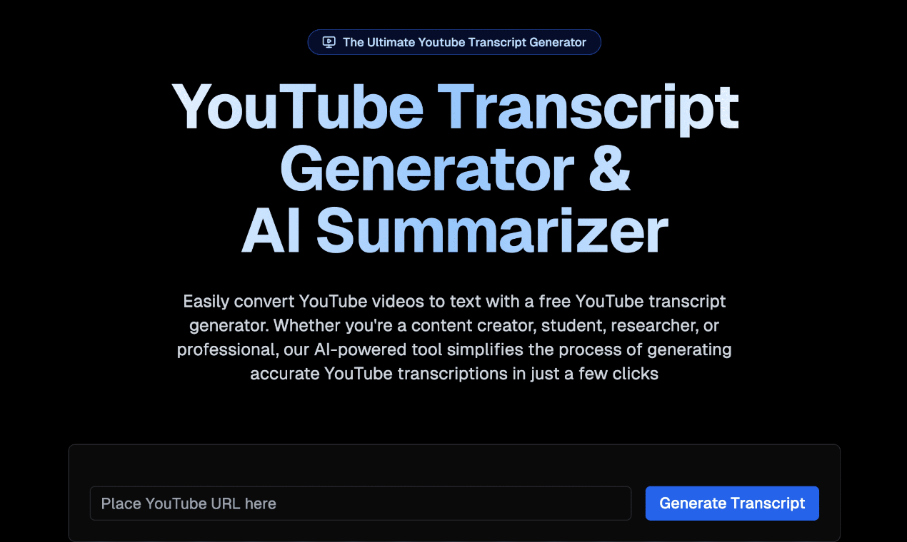 YouTube Transcript Generator – Free - Tools AI Online | Tools AI Online