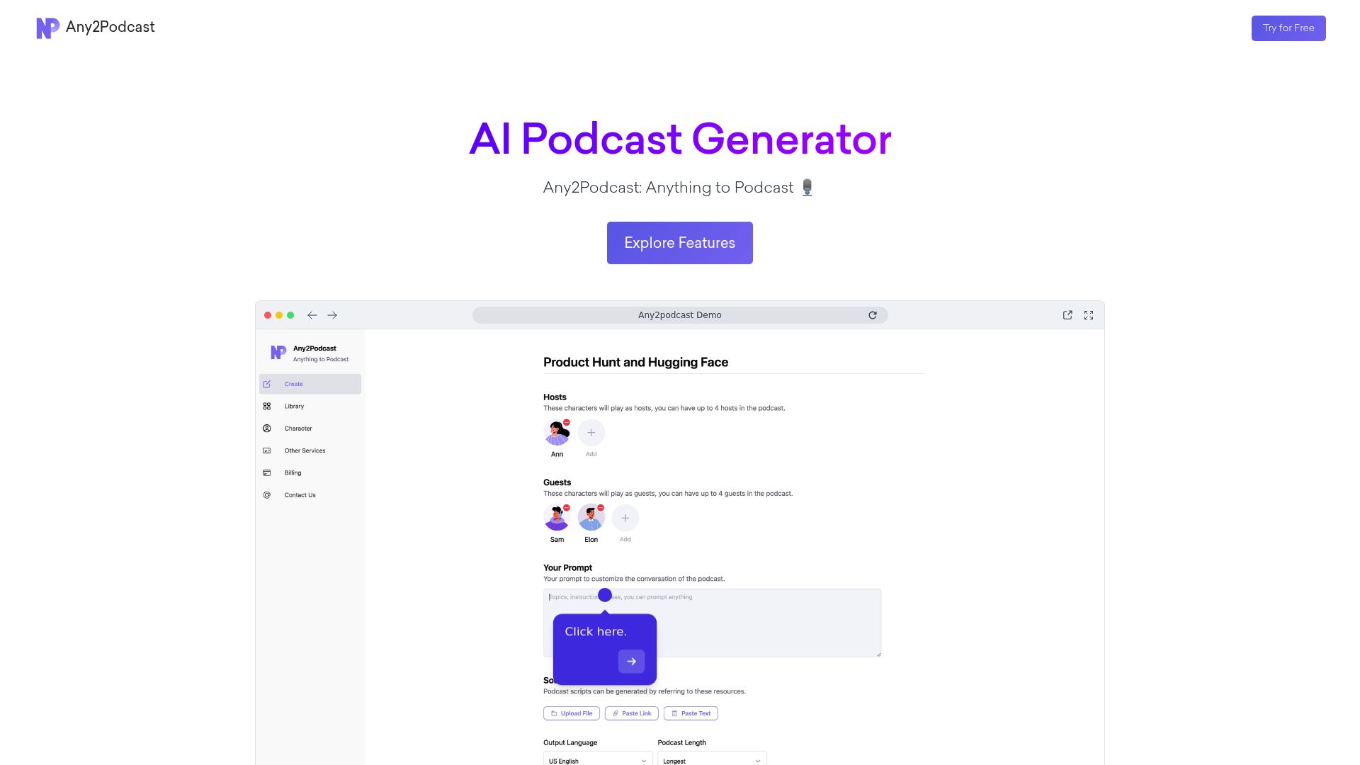 Any2Podcast | AI Podcast Generator - Tools AI Online | Tools AI Online