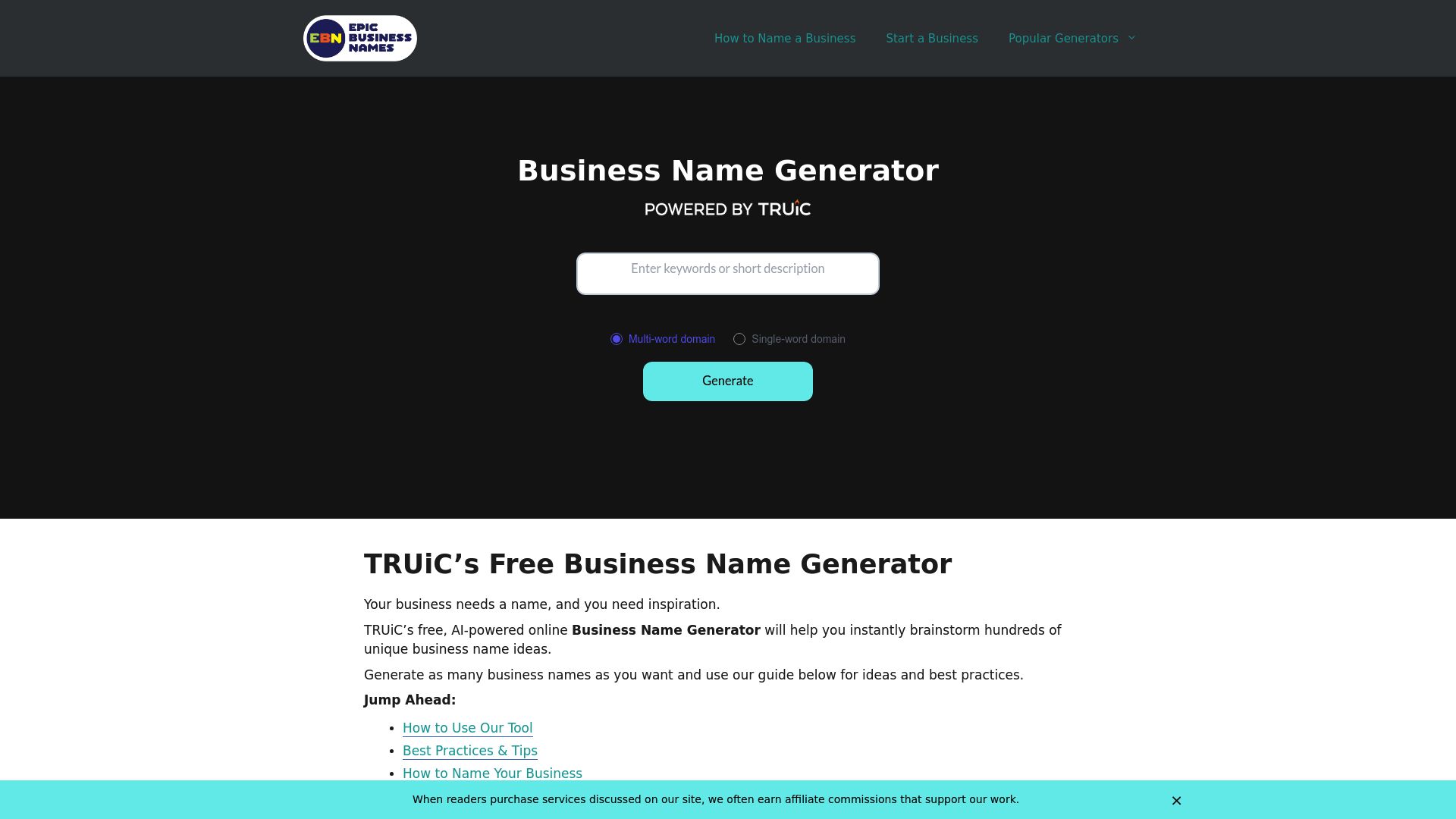Business Name Generator - Tools AI Online | Tools AI Online