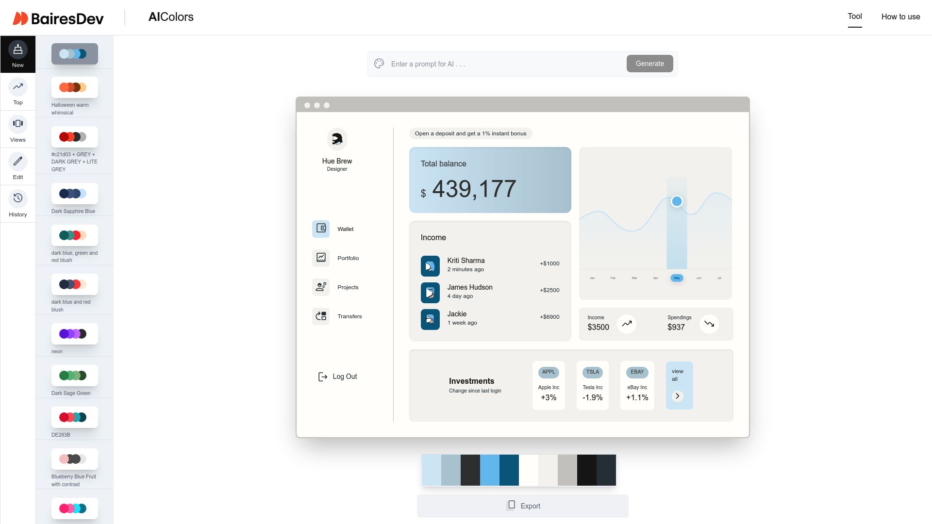 Create cool and unique color palettes with our AI-powered color palette ...