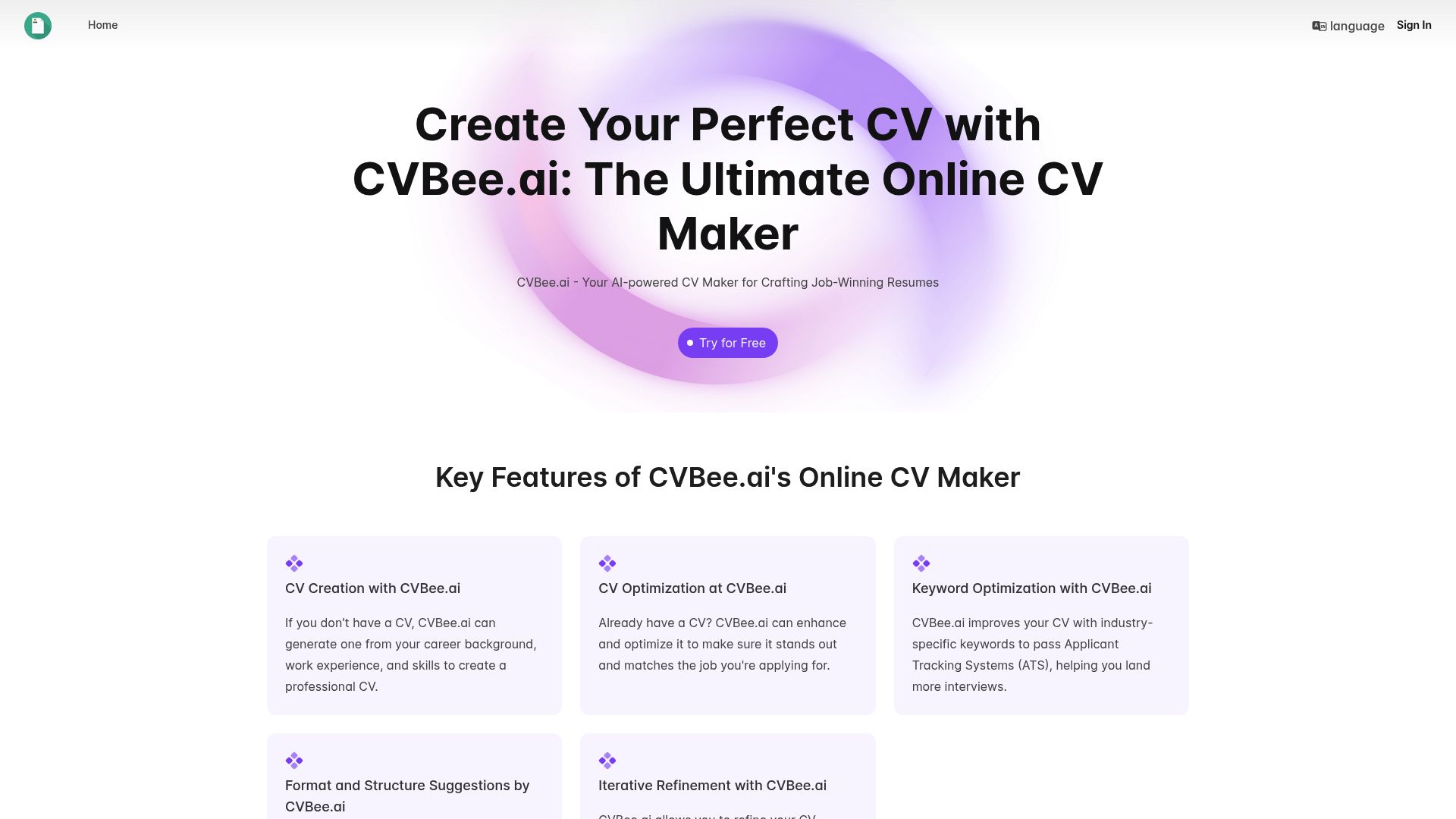 CVBee.ai: AI CV Maker Free Online - Tools AI Online | Tools AI Online