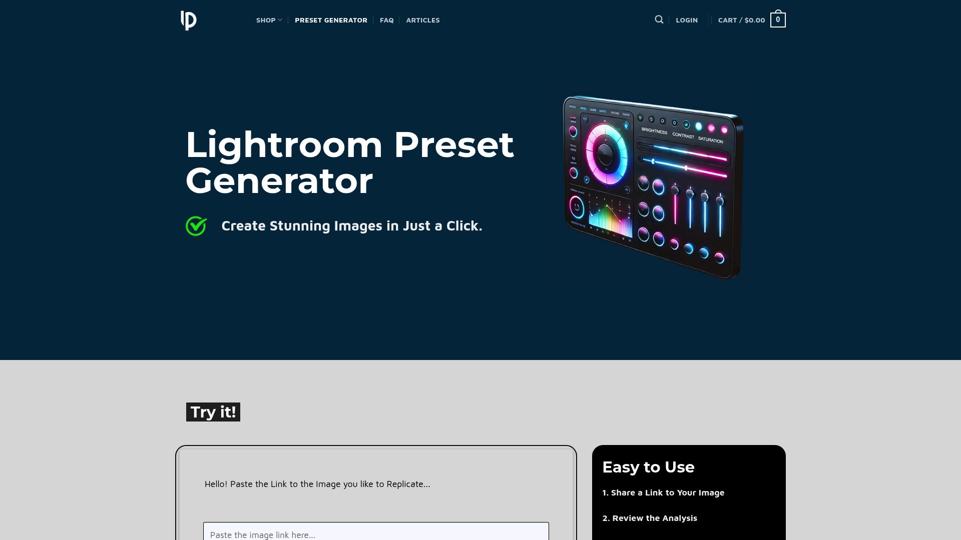 Lightroom Preset Generator - Tools AI Online | Tools AI Online