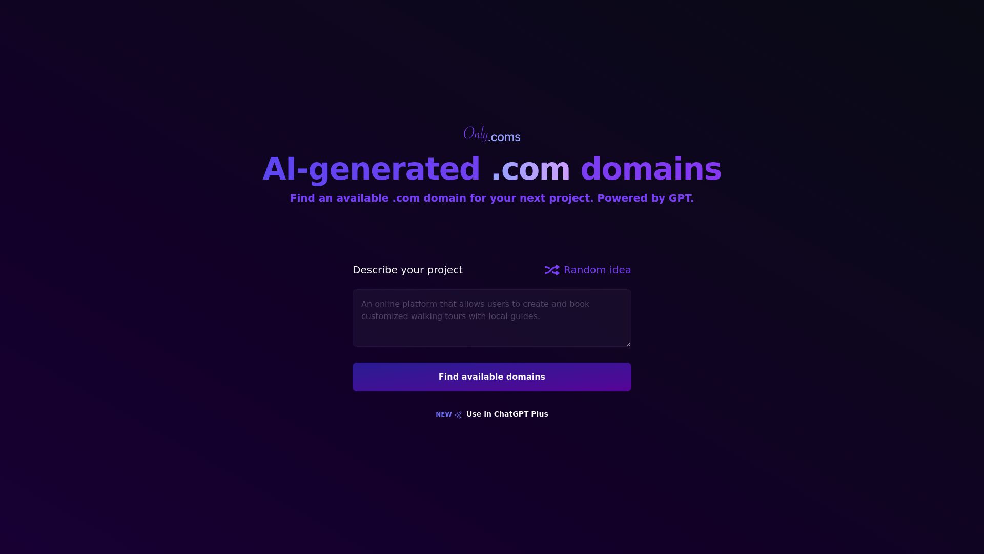 Only.Coms - Tools AI Online | Tools AI Online