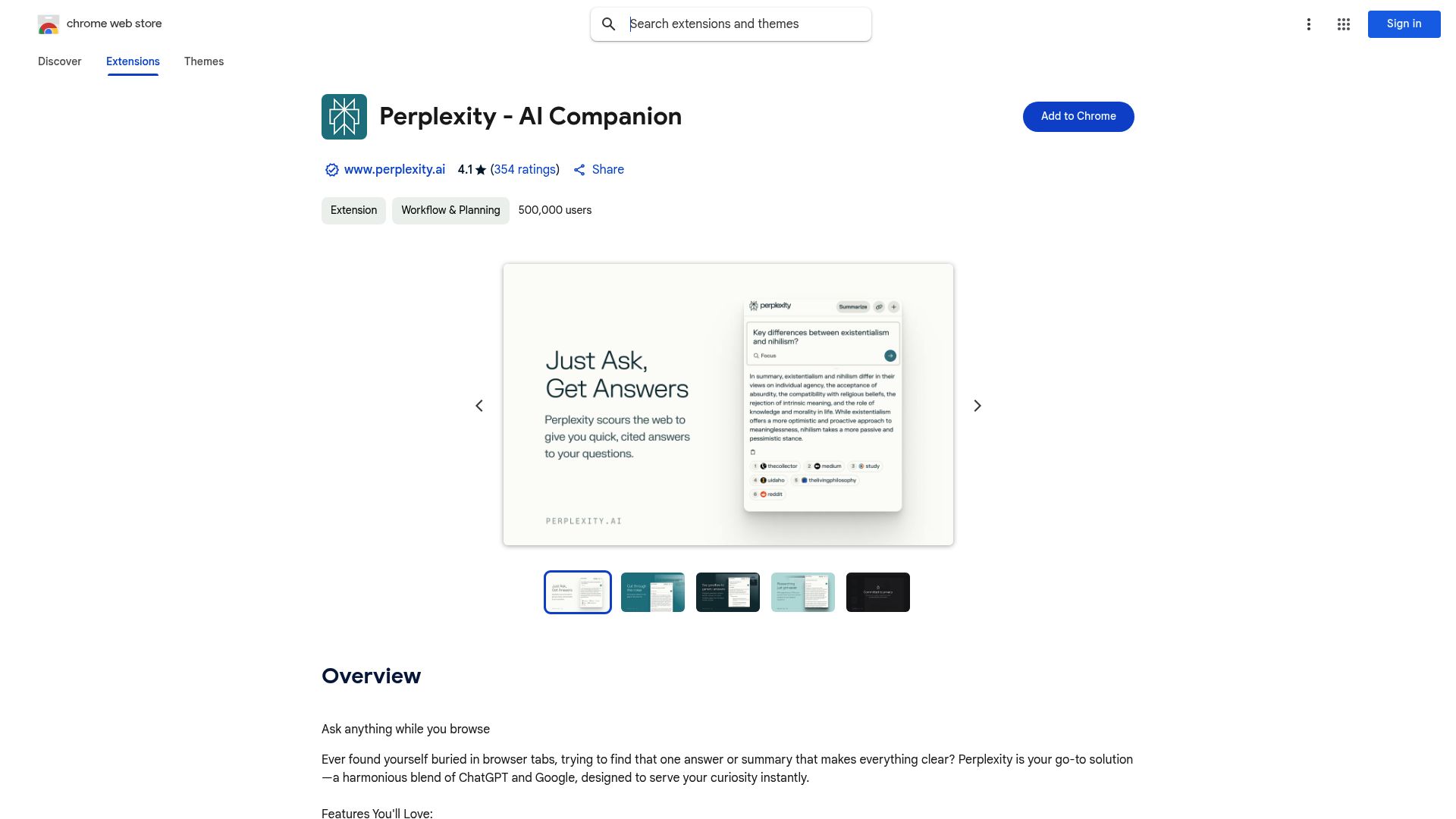 Perplexity for Chrome - Tools AI Online | Tools AI Online
