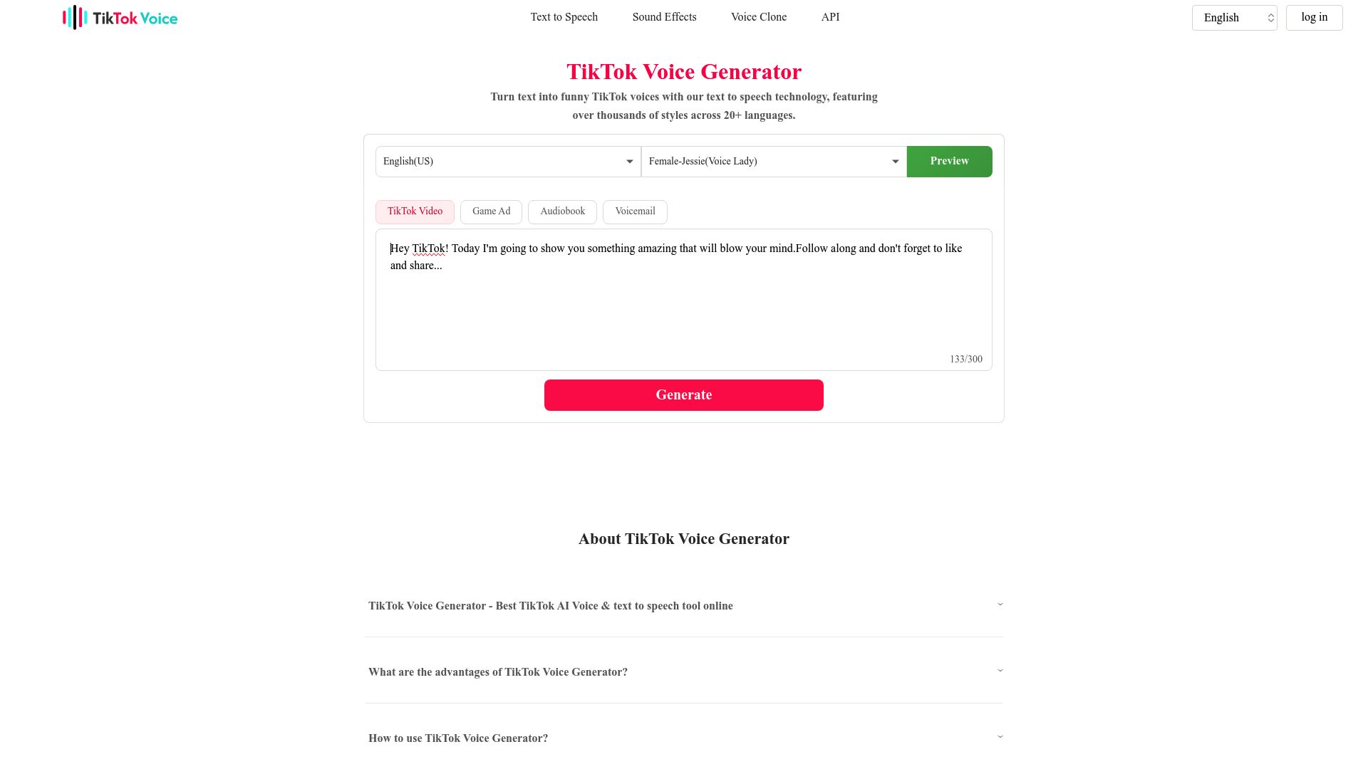 TikTok Voice - Tools AI Online | Tools AI Online