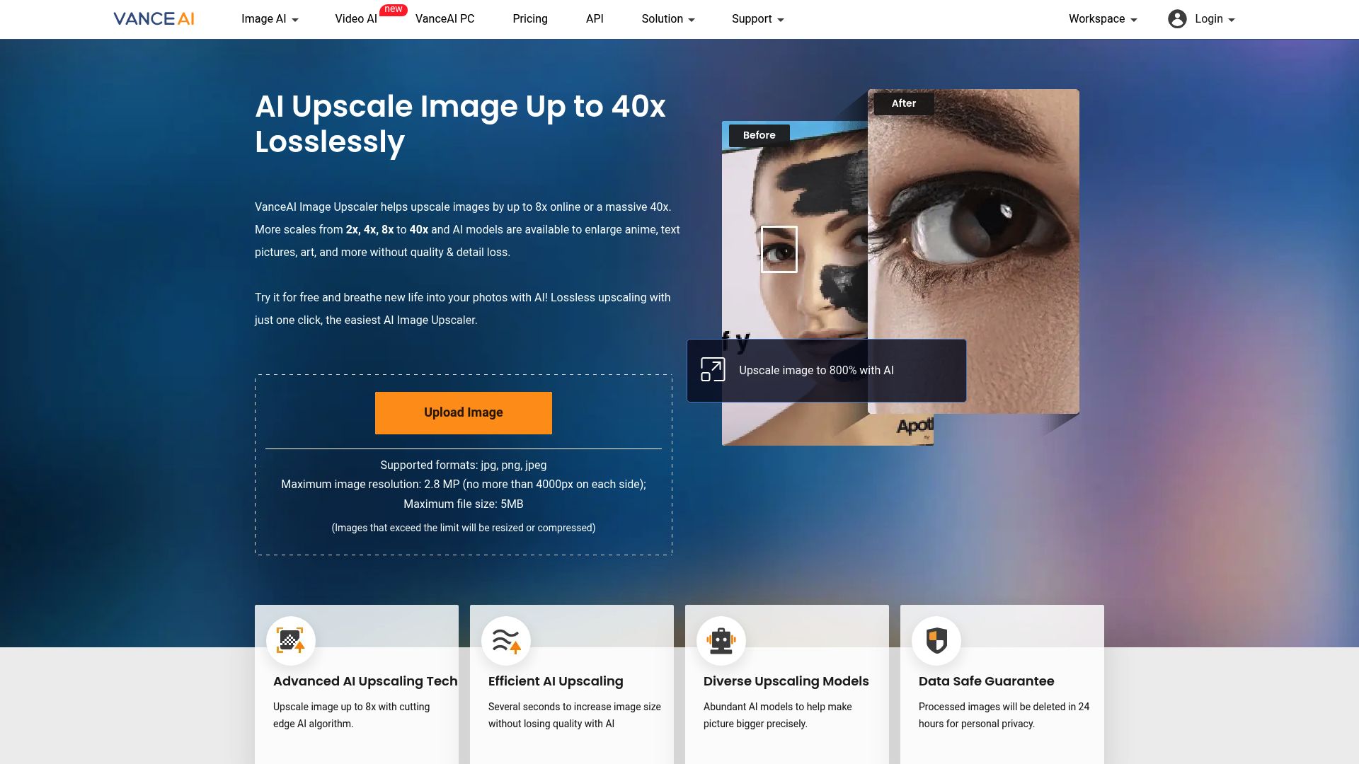 VanceAI Image Upscaler - Tools AI Online | Tools AI Online